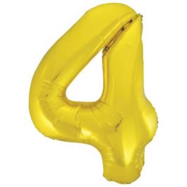 34" Classic Gold Number 4 Foil Balloon Unique