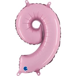 14" Pastel Pink Number 9 Air-Fill Foil Grabo