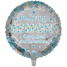 18" In Loving Memory Blue Round