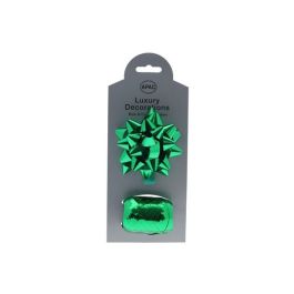 75mm Metallic Green Ribbon & Galaxy Bow